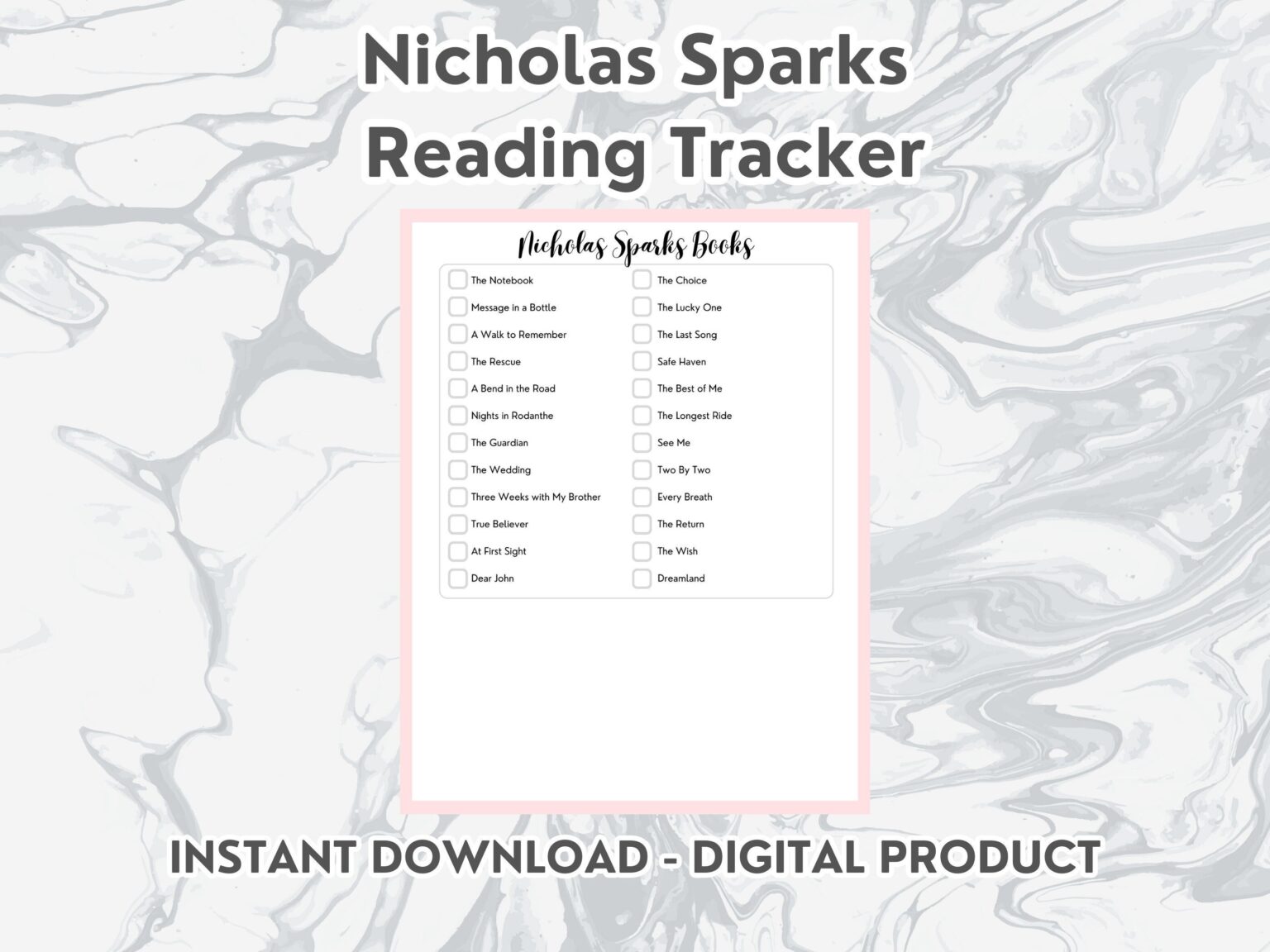 Nicholas Sparks Book List Printable - Free Printable Worksheets for Fun ...